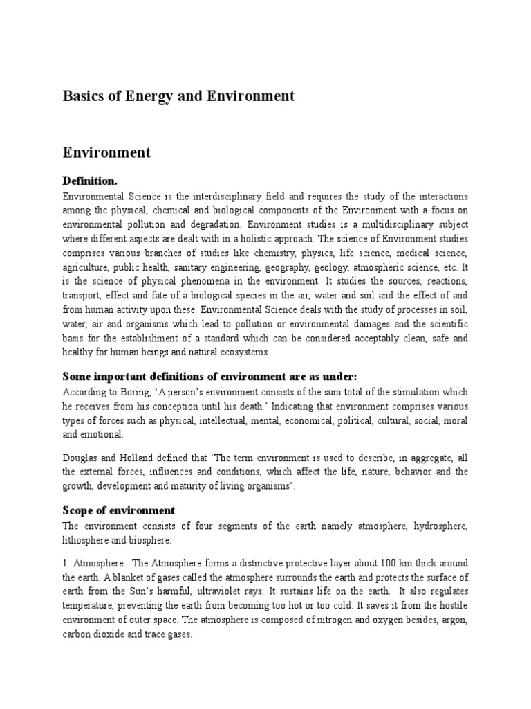Energy and Environment Basics | PDF | Earth | Atmosphere