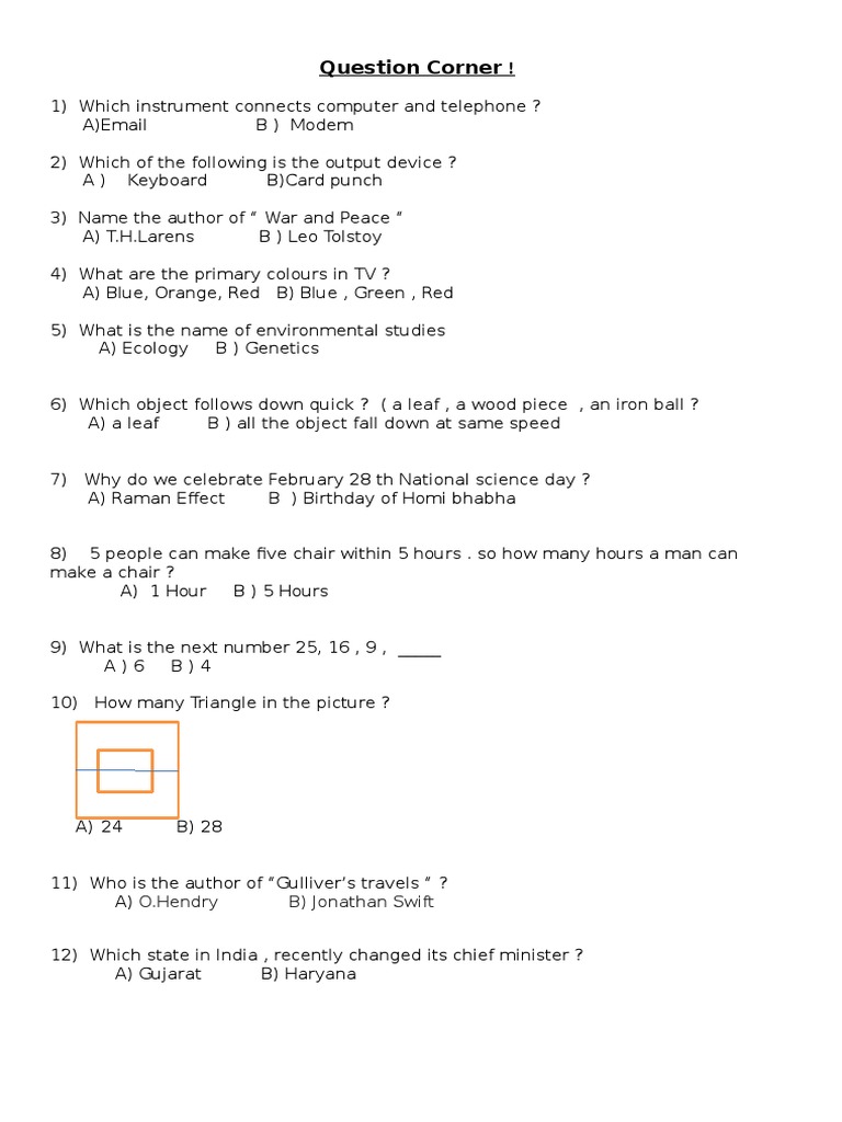 Question Corner: O.Hendry B) Jonathan Swift | PDF | Young Adult