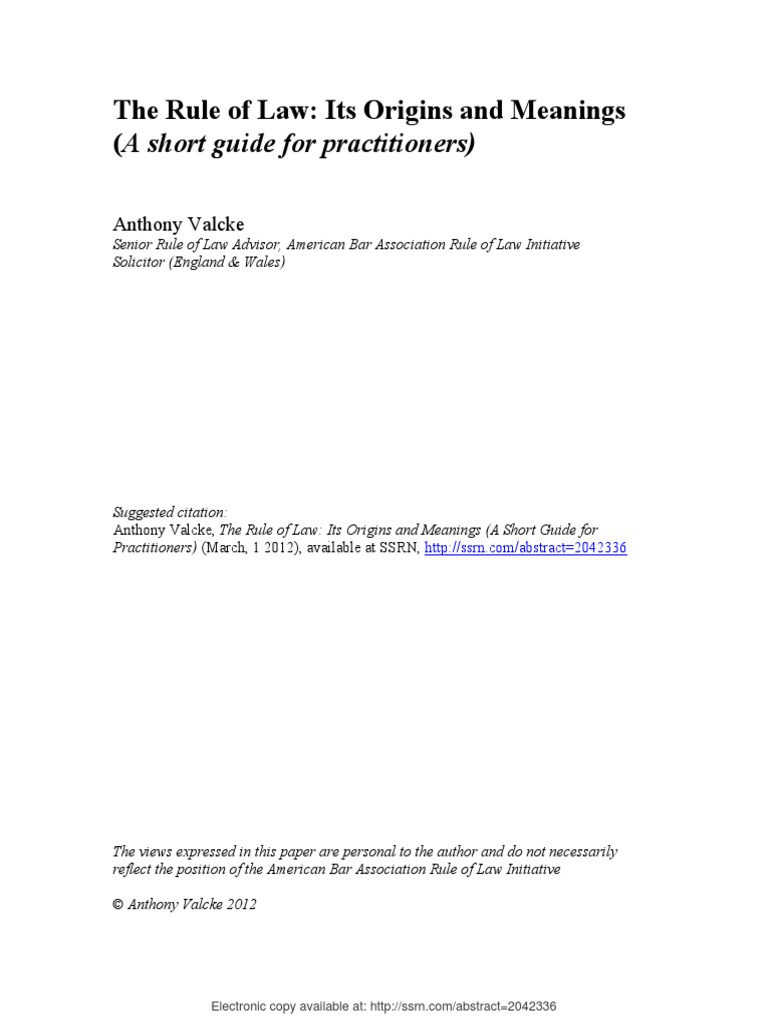 Origins and Meanings of Rule of Law | PDF | Rule Of Law | Liberty