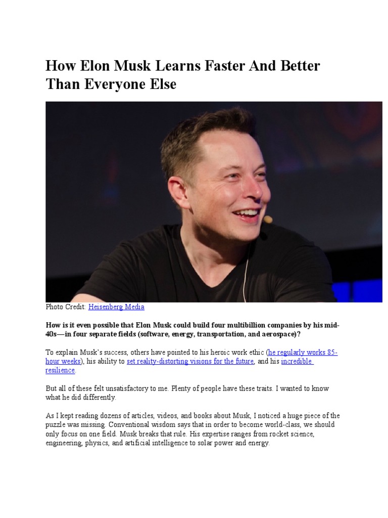 Elon Musk's Learning Techniques Explained | PDF | Artificial ...
