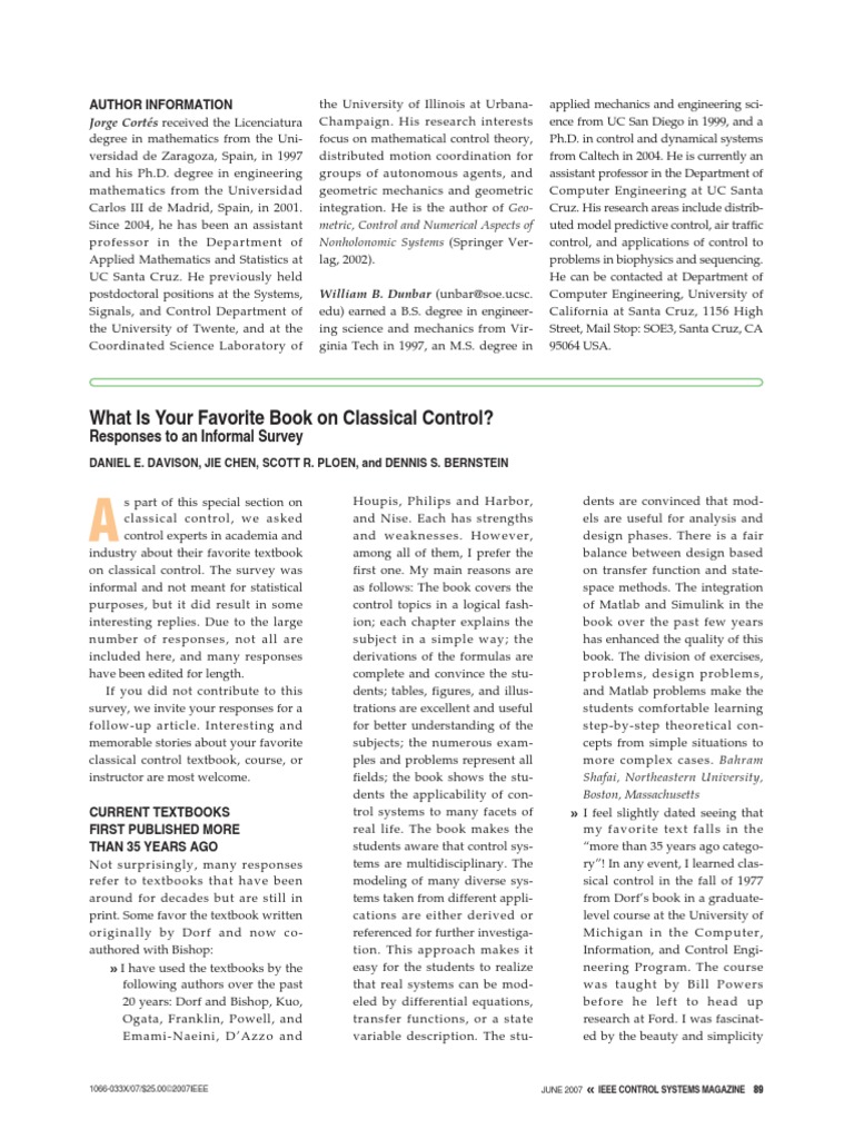 Books Recom PDF | PDF | Control Theory | Control Engineering