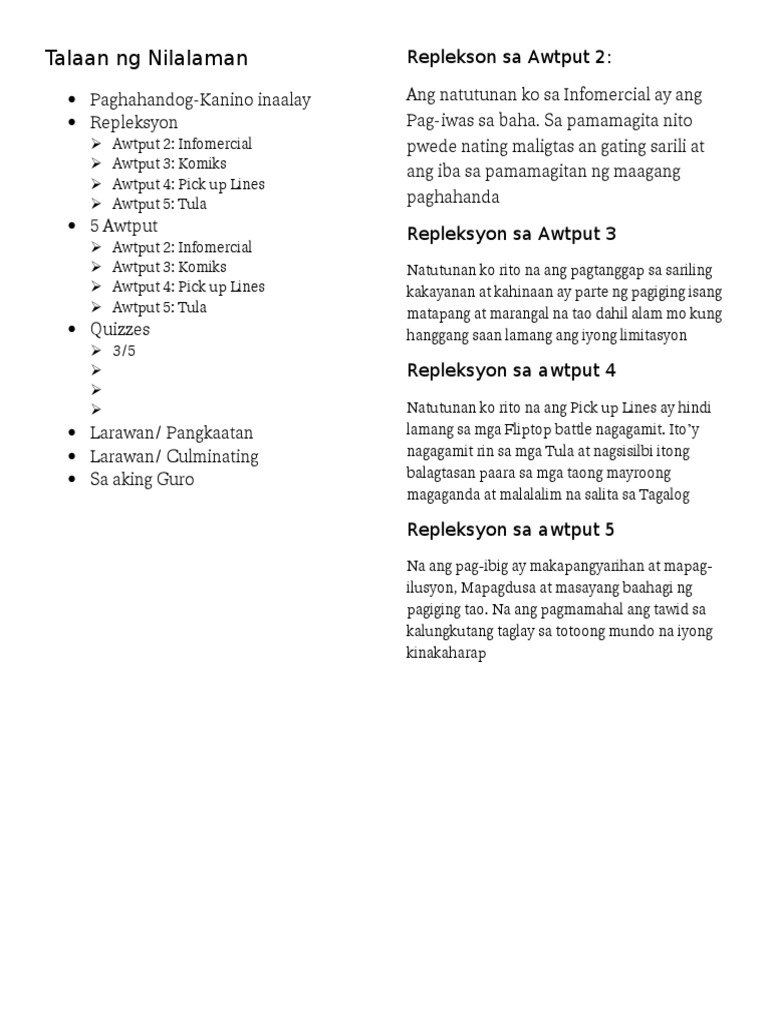Talaan NG Nilalaman | PDF