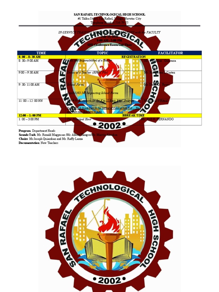 2016 Inservice-Training Fornewly Hired Jhs Teachers | PDF