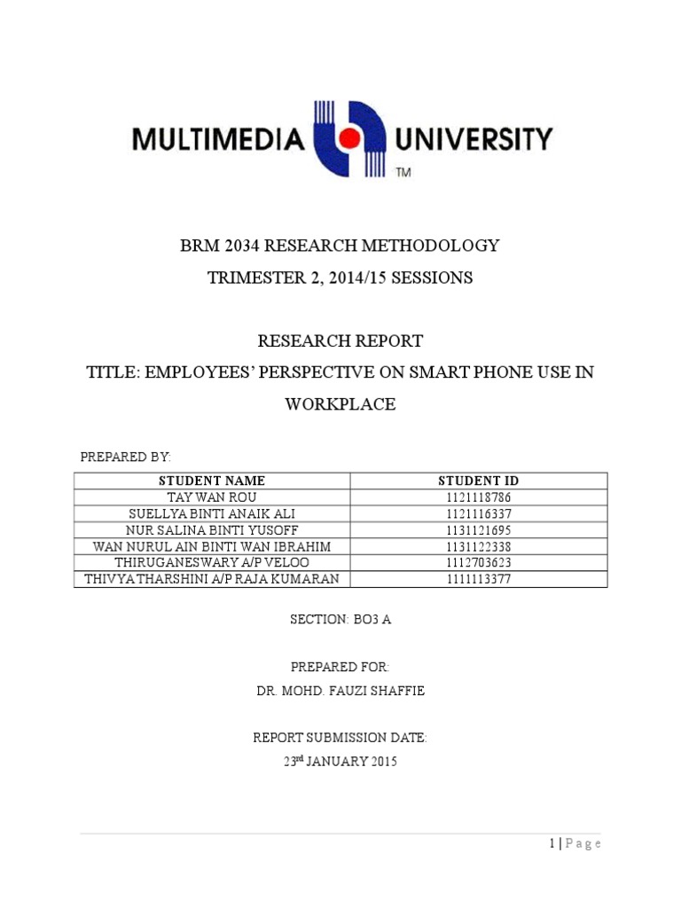 (Full Report) BRM 2034 Research Methodology | PDF | Survey Methodology ...