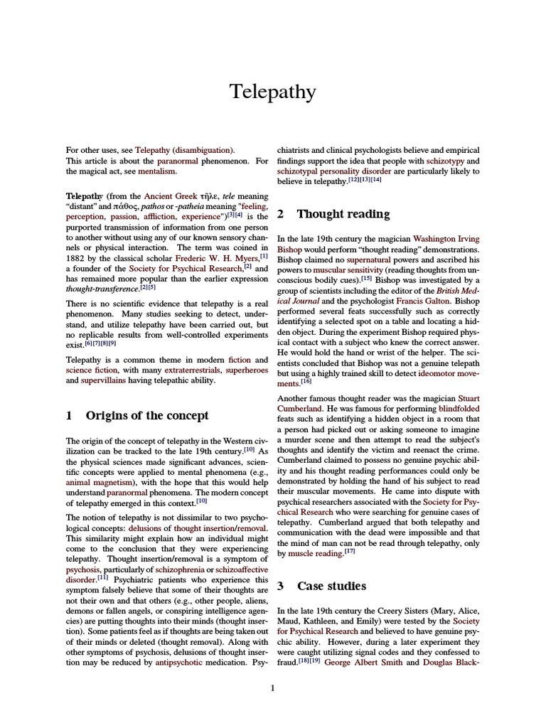 Telepathy | PDF | Telepathy | Parapsychology