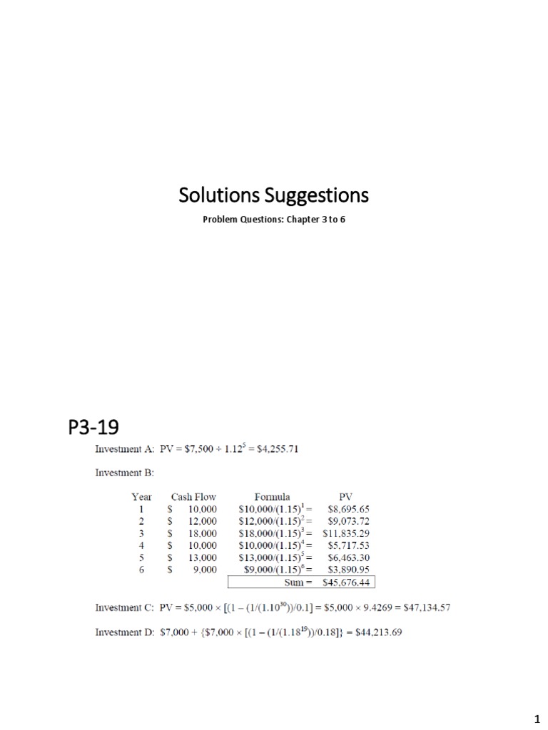 Solutions Suggestions For Problem Questions (Chap 3 To 6) | PDF