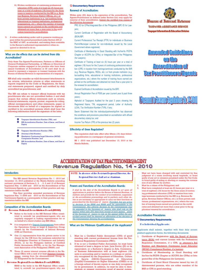 Amended Guidelines On Accreditation For BIR Tax Agents | PDF ...