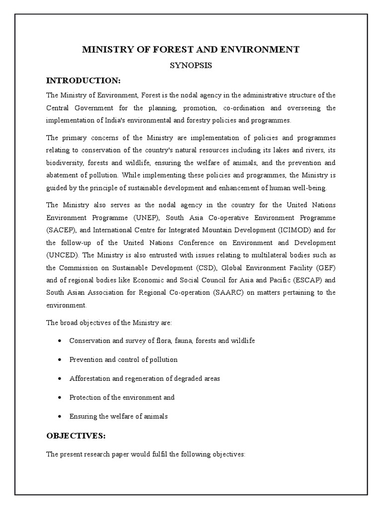 Ministry of Environment and Forest | PDF | Environmental Protection ...