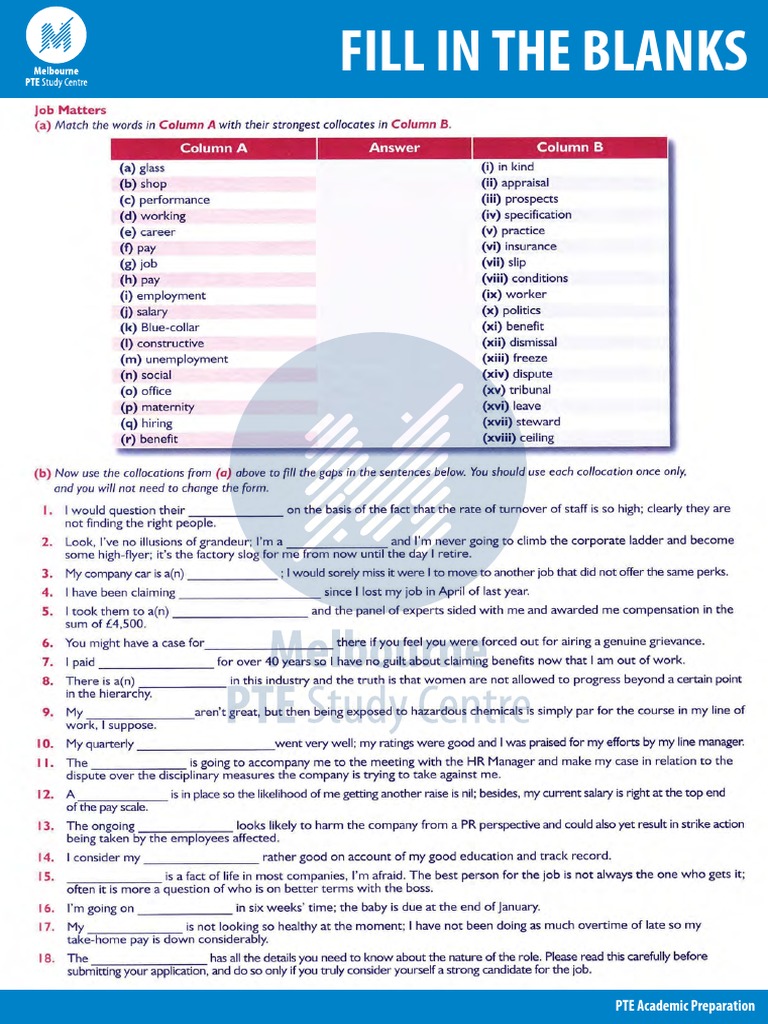 Fill in the Blanks Reading