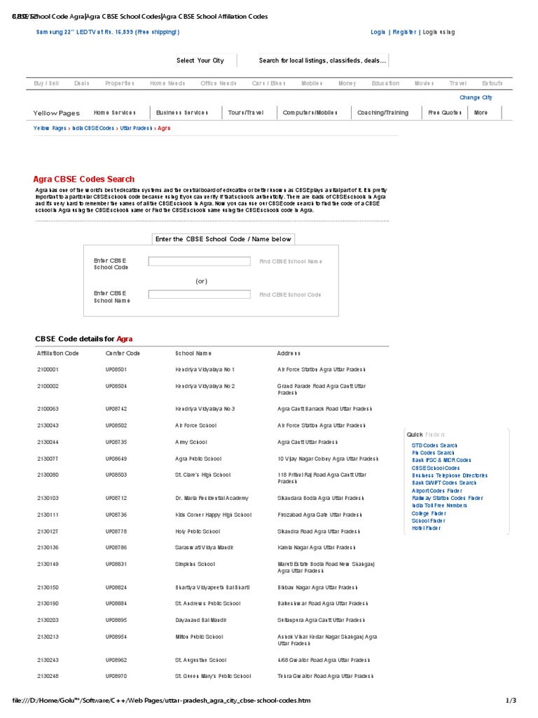 CBSE School Code Agra - Agra CBSE School Codes - Agra CBSE School ...
