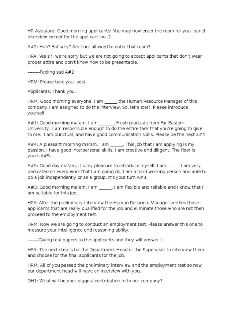 Script - OM | Download Free PDF | Human Resource Management | Test ...