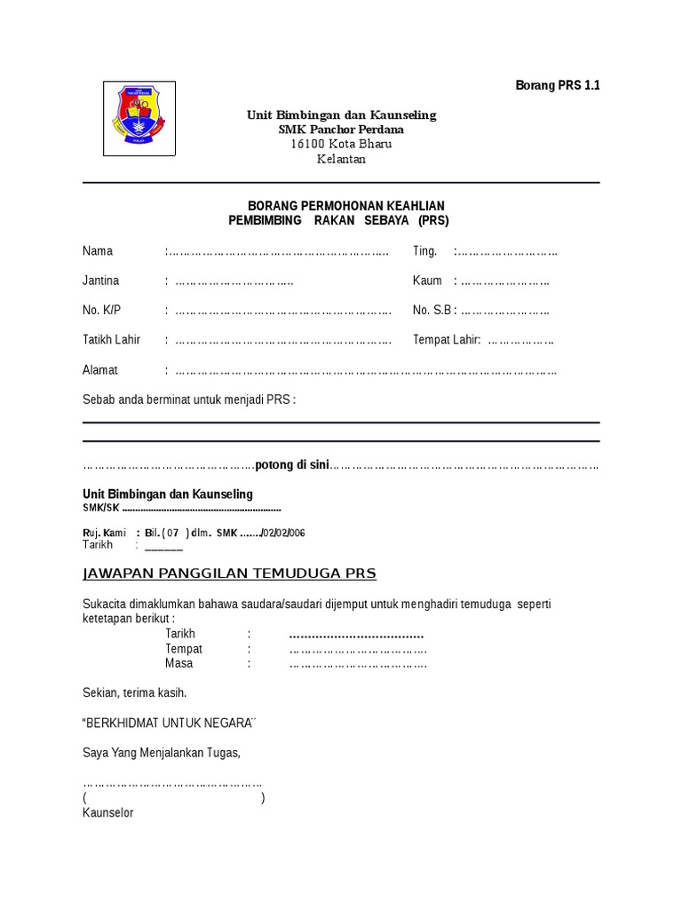 Borang Prs 1 Pdf