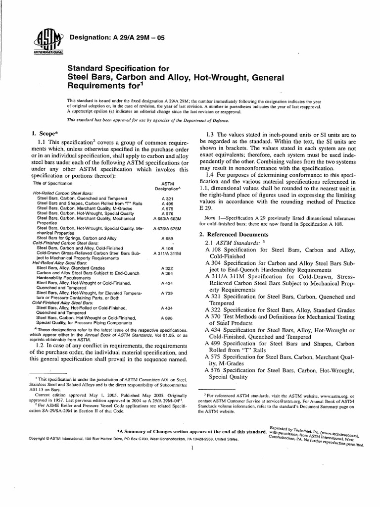 Astm - A 29-A 29M - 05 PDF | PDF