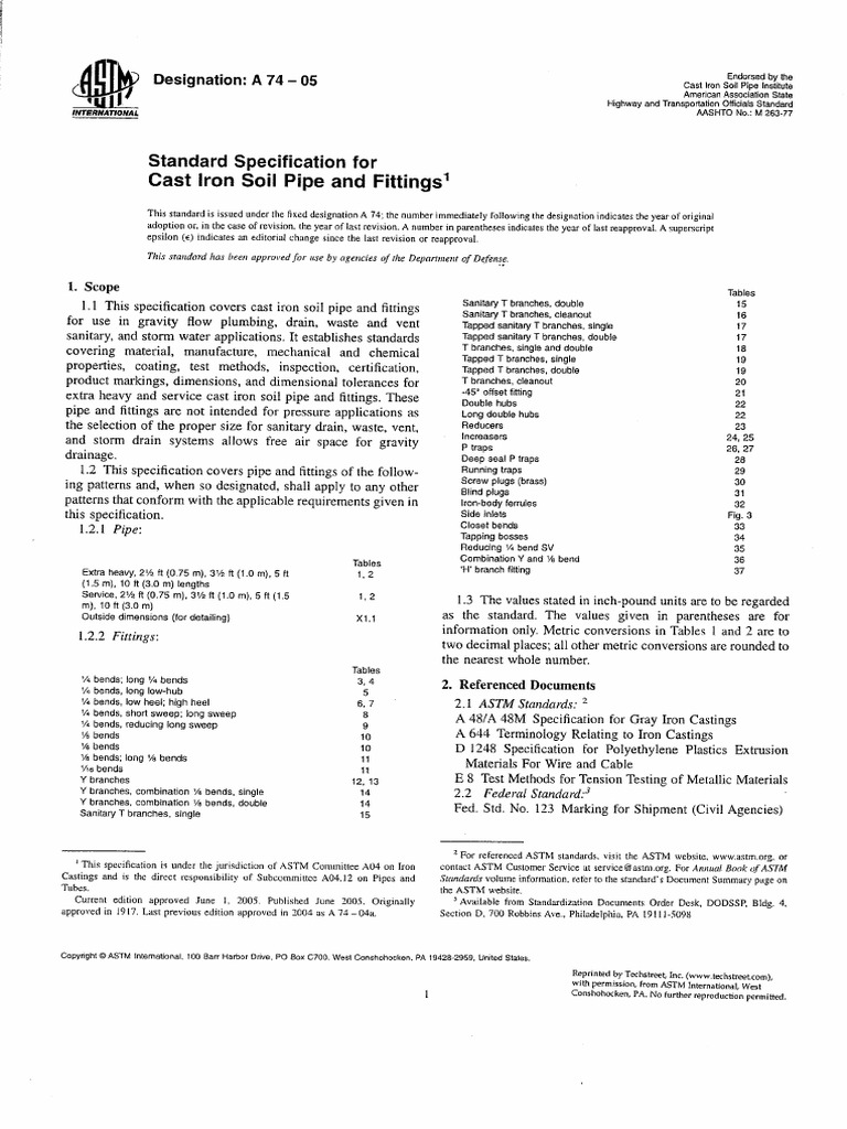Astm - A 74 - 05 PDF | PDF