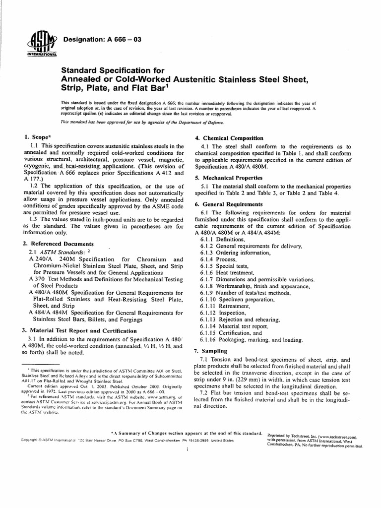 Astm - A 666 - 03 PDF | PDF