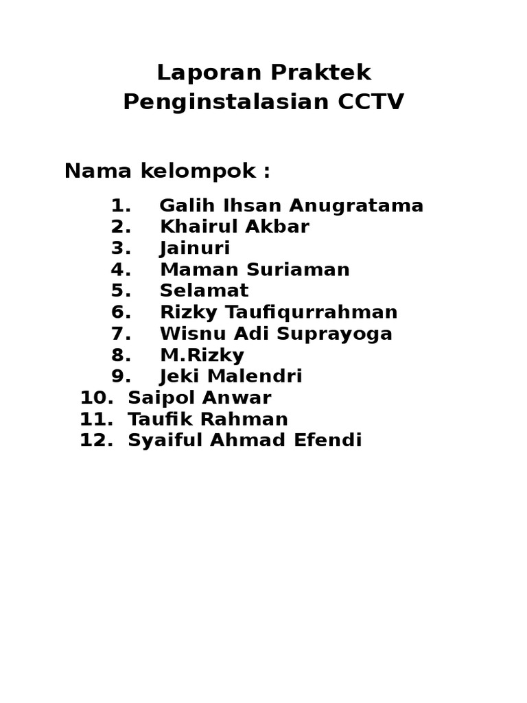 Contoh Laporan Instalasi CCTV | PDF
