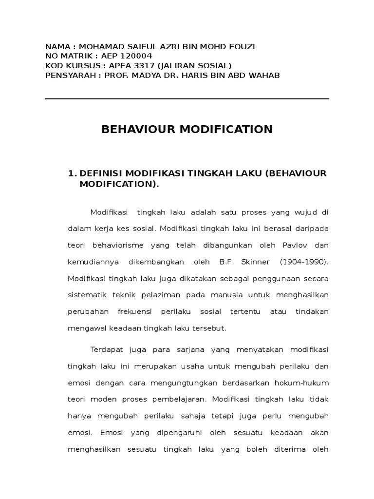Behaviour Modification | PDF
