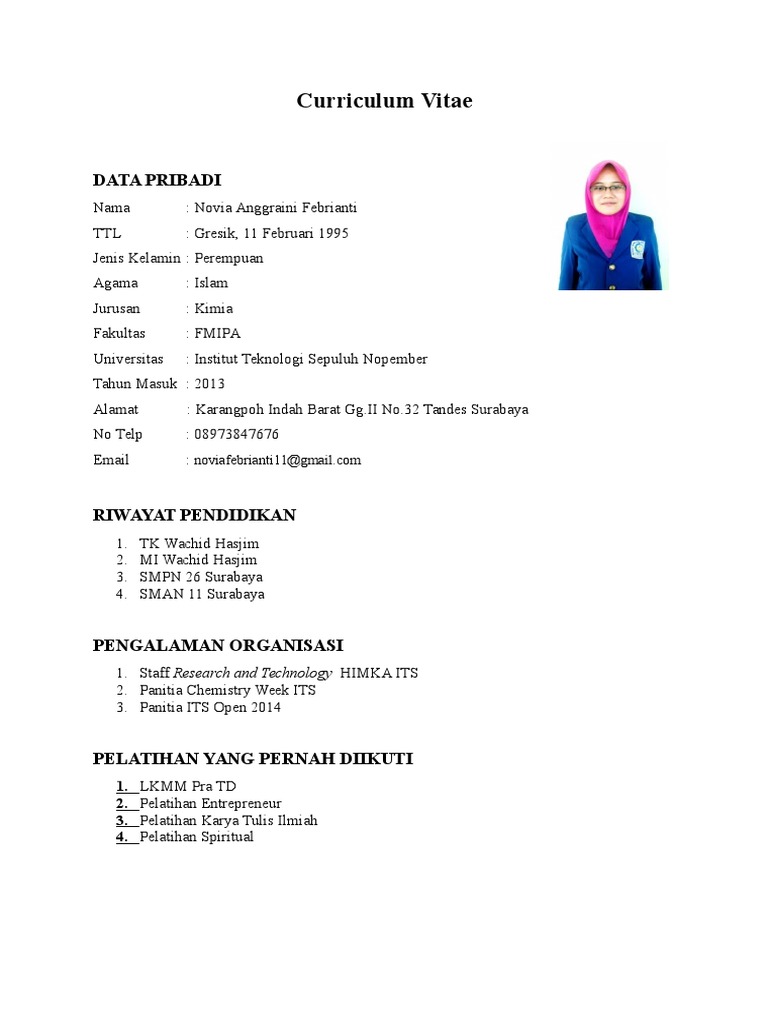 CV Novia Anggraini Febrianti | PDF