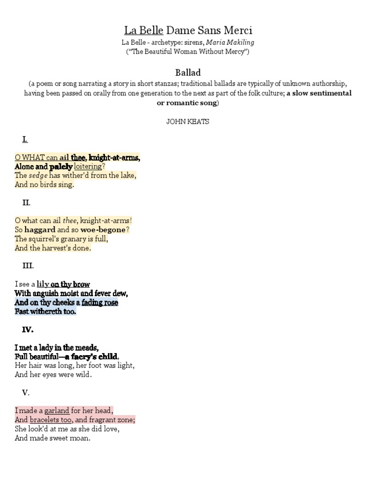 La Belle Dame Sans Merci | PDF