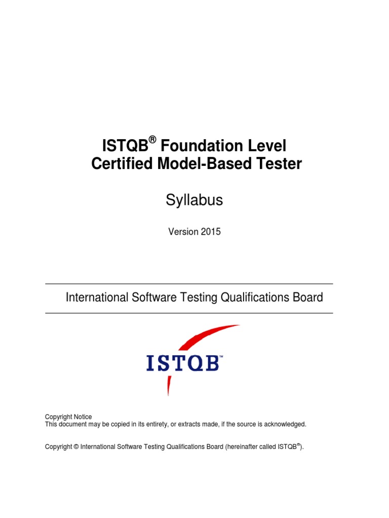 Istqb CTFL-MBT - Syllabus - 2015 - Final | PDF | Software Testing ...