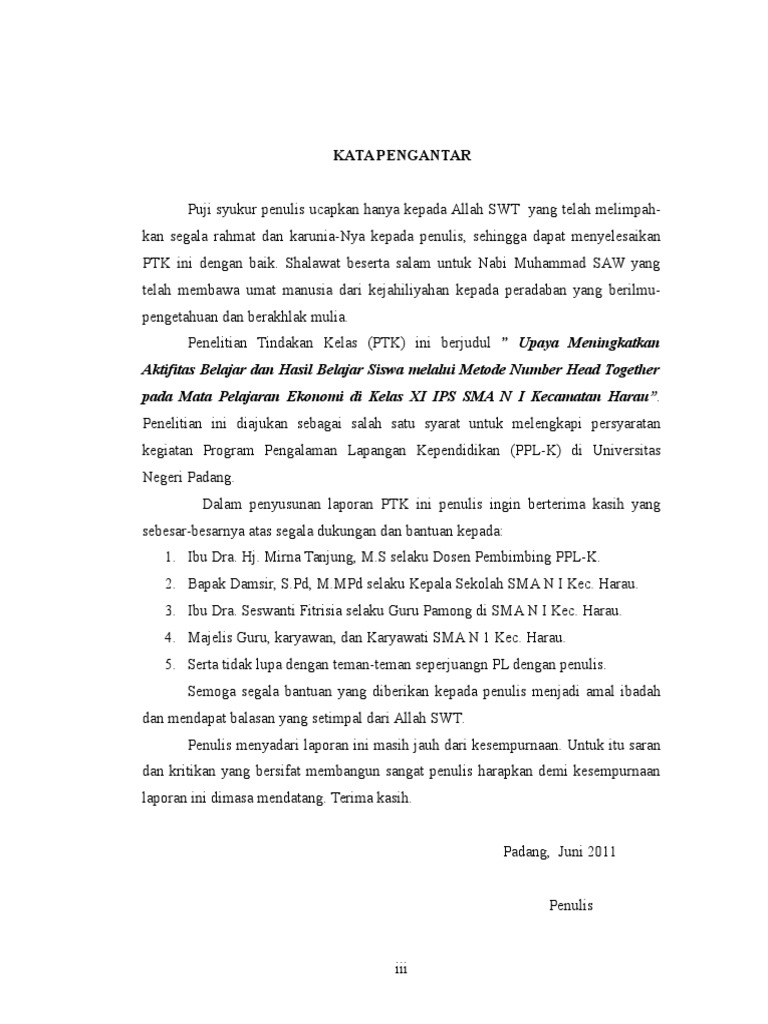 Kata Pengantar PTK Ilal | PDF