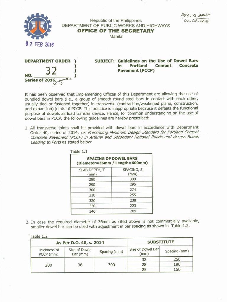 Dowel Bars For PCCP