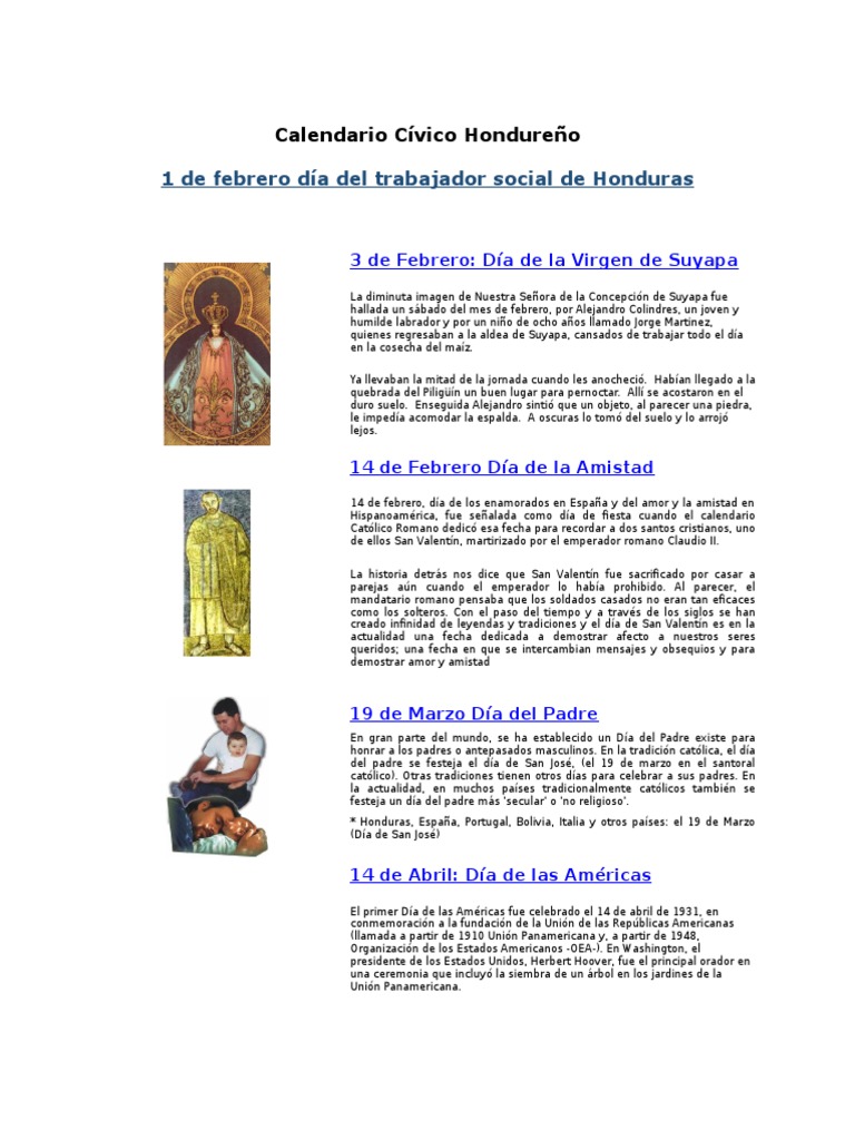 Calendario Cívico Hondureño | PDF