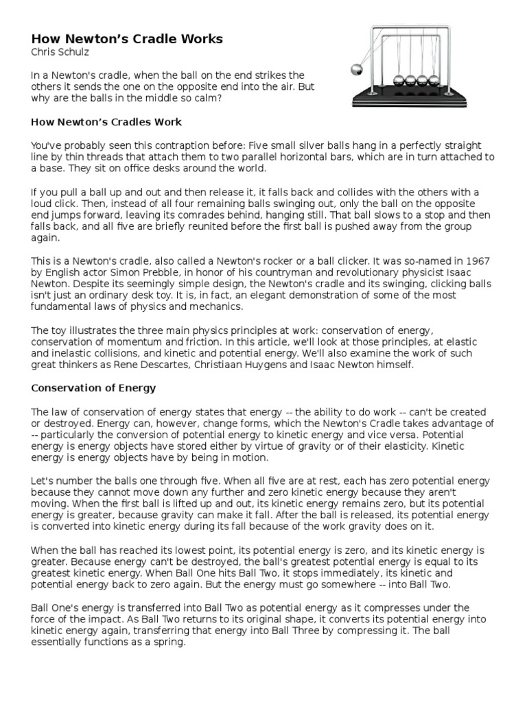 How Newtons Cradle Works | PDF | Momentum | Collision