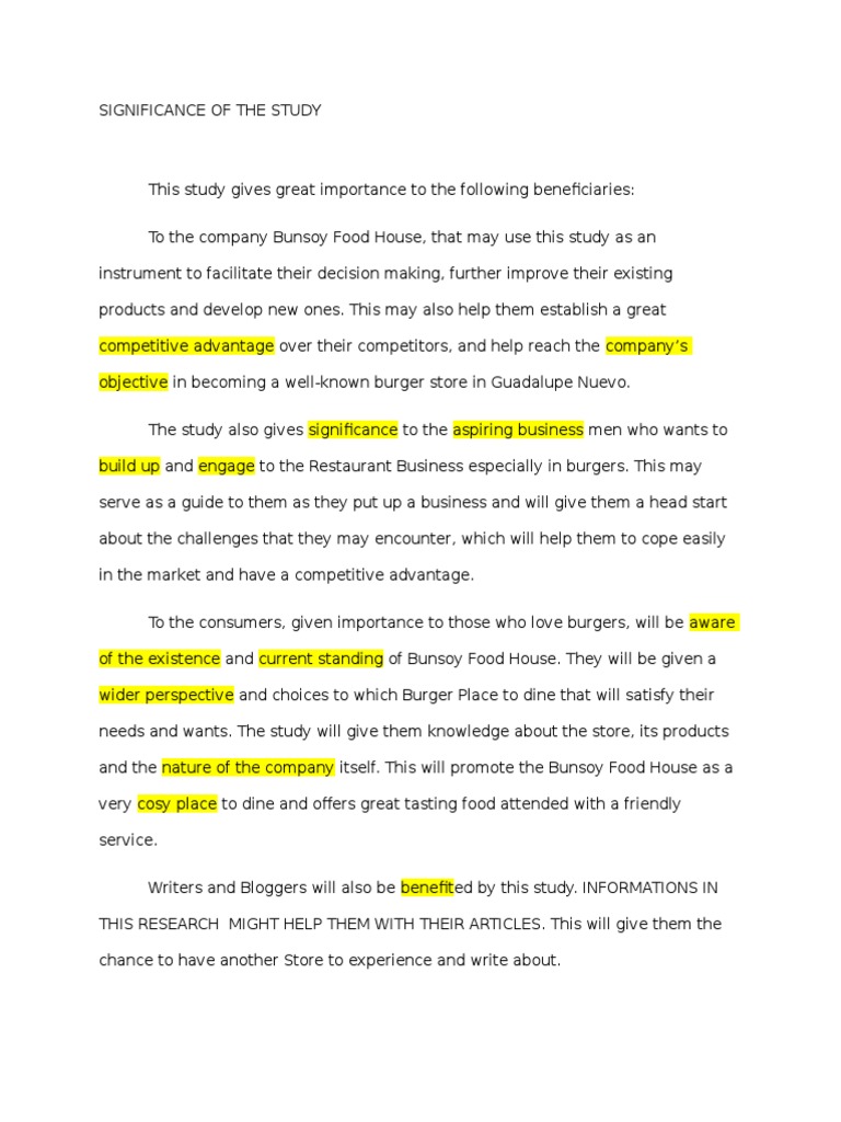 Significance of The Study | PDF | Marketing | Business