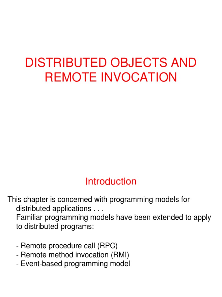Distributed Objects & Remote Invocation | PDF | Object (Computer Science) | Method (Computer ...