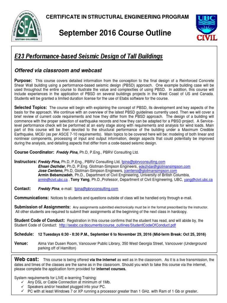 E23 2016 09 CourseOutline | PDF | Engineering | Computing