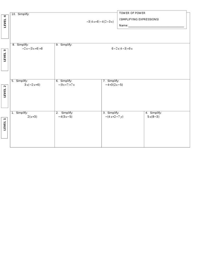 Algebra Simplification Practice | PDF