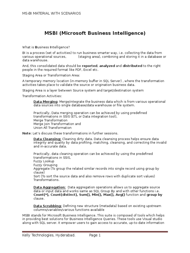 Overview of SSIS in MSBI | PDF