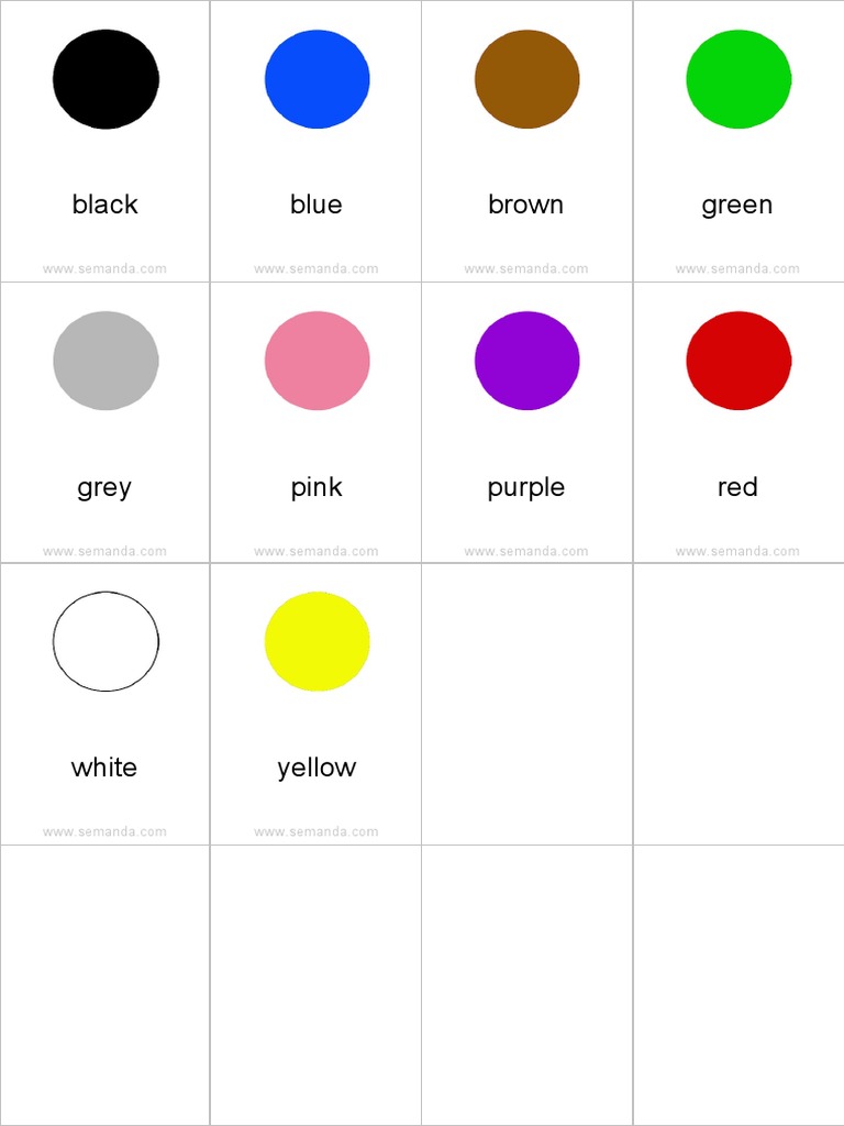 Color Flashcards in English and Chinese | PDF