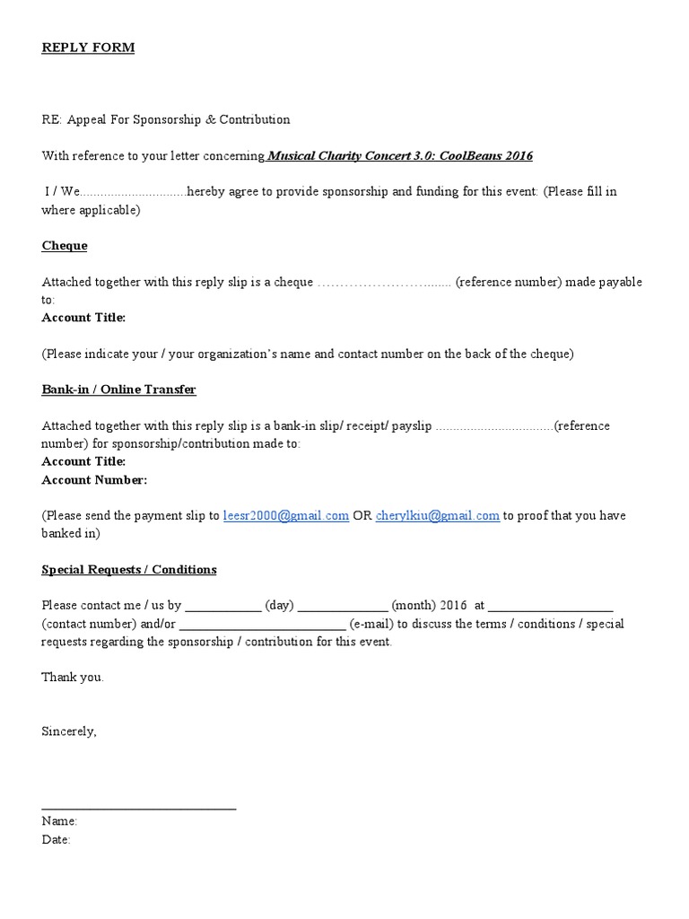 Reply Slip | PDF | Finance & Money Management