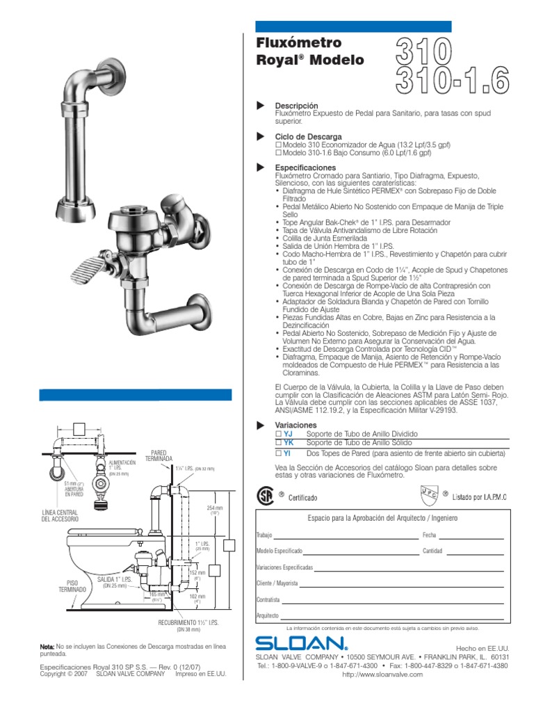 Fluxometro de Pedal | Industrias | Materiales de construcción