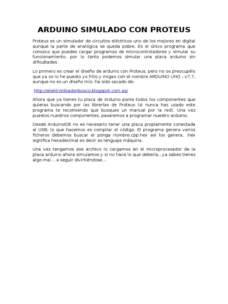 Manual Simulador Arduino Con Proteus | PDF | Arduino | Programa de ...