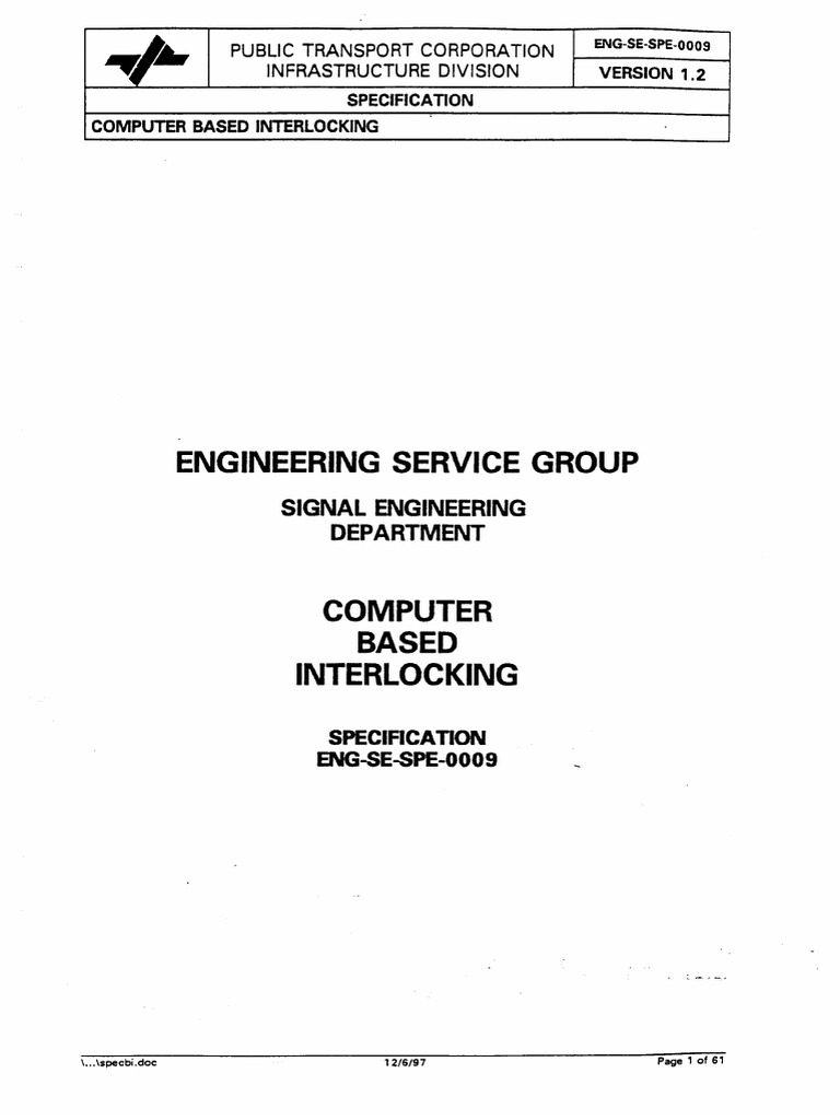 PTC Signal Engineering Computer Based Interlocking ENG SE SPE 0009 1.2 ...