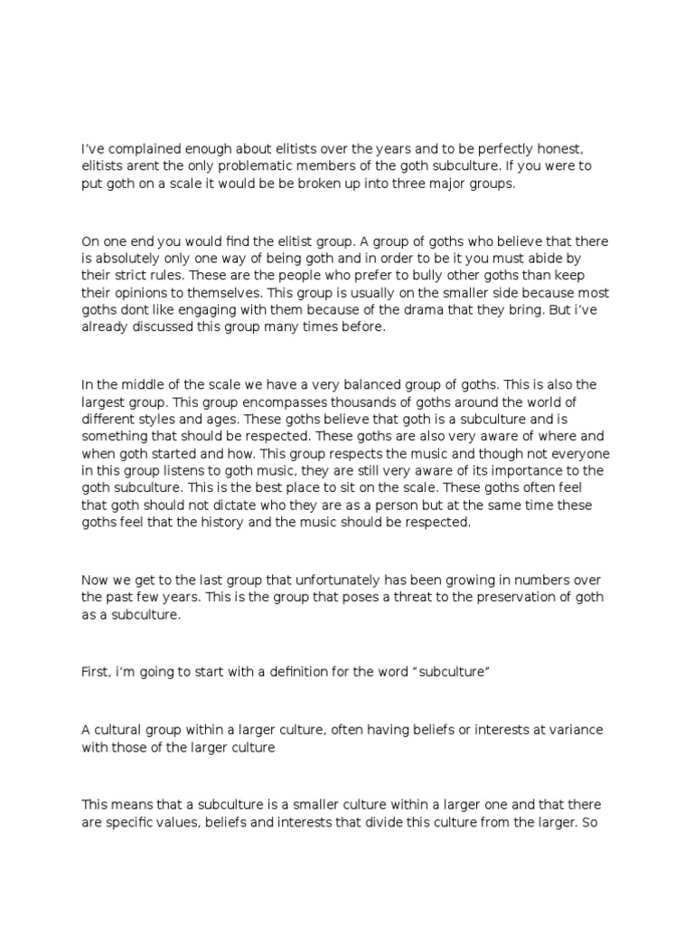 Preserving Goth Subculture Values | PDF | Social Science