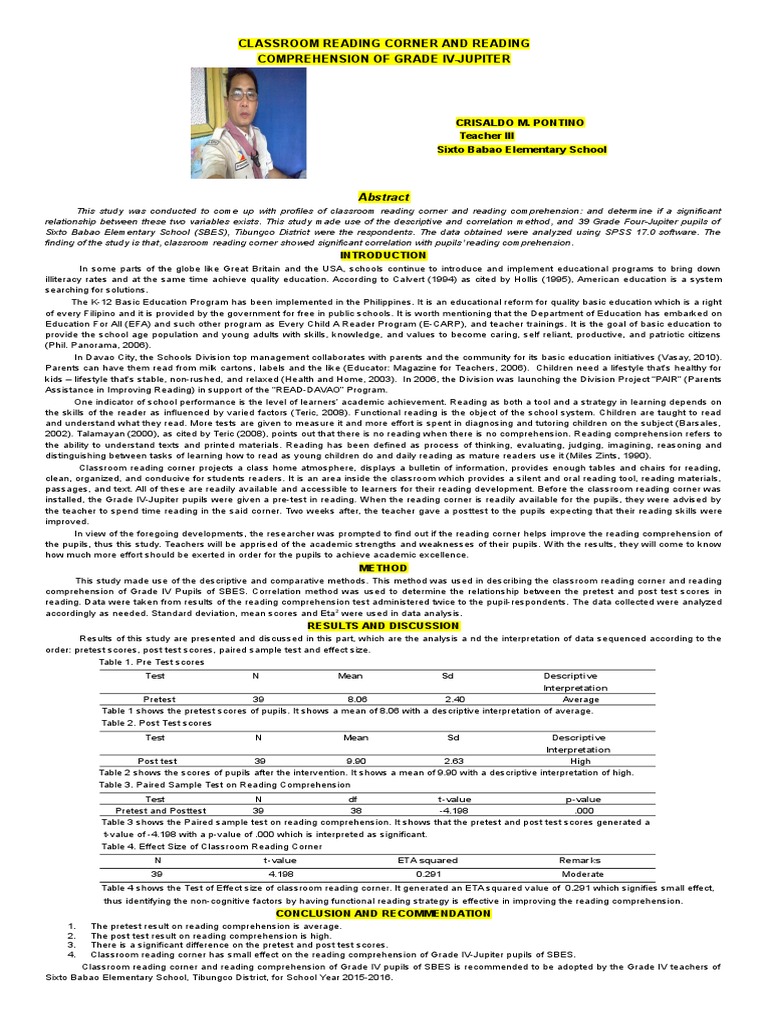 Action Research On Classroom Reading Comprehension | PDF | Reading ...