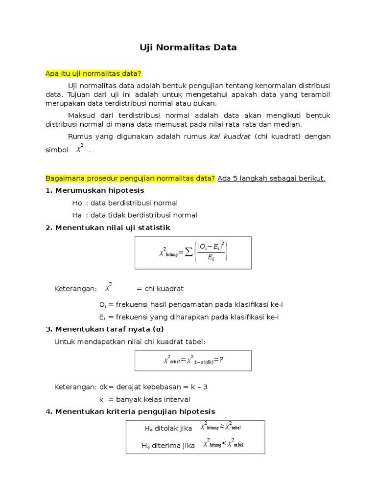 Uji Normalitas Data | PDF | Metode & Bahan Ajar | Sains & Matematika