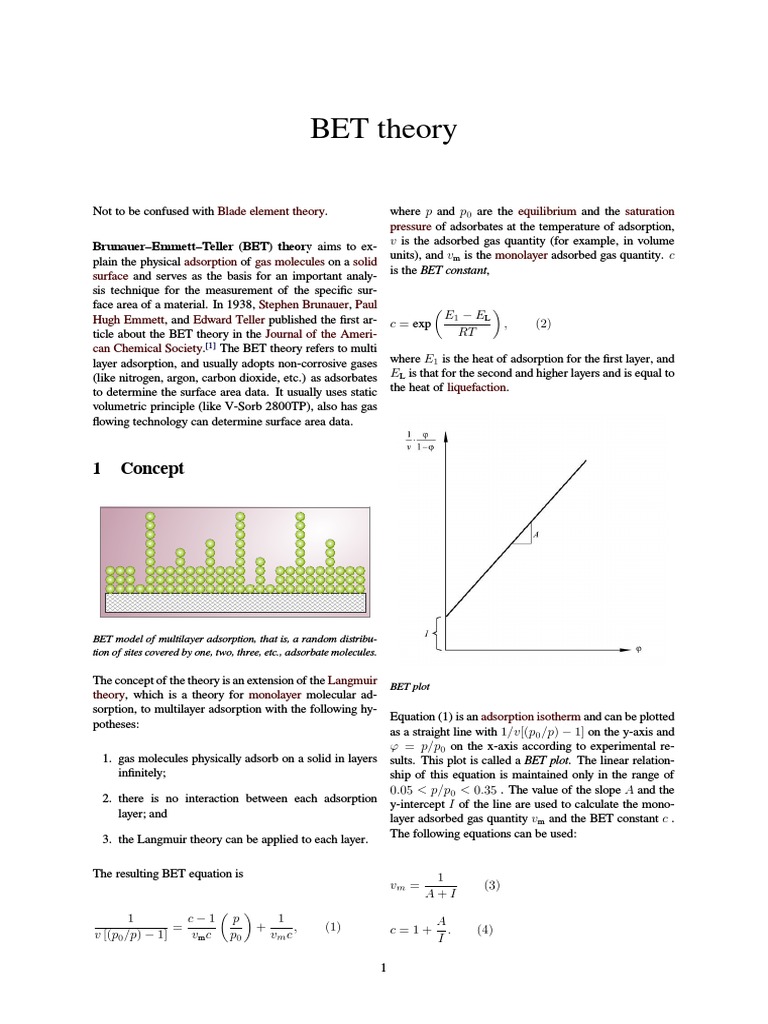 BET Theory | PDF | Adsorption | Physical Chemistry