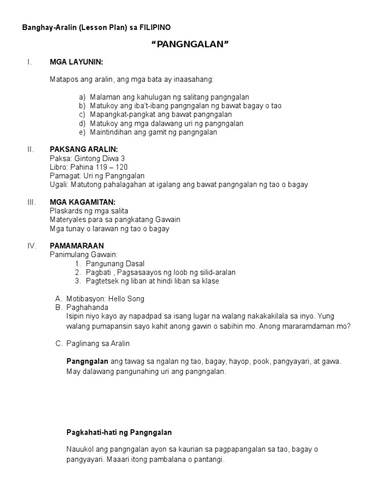 Lesson Plan Sa FIL 2 | PDF