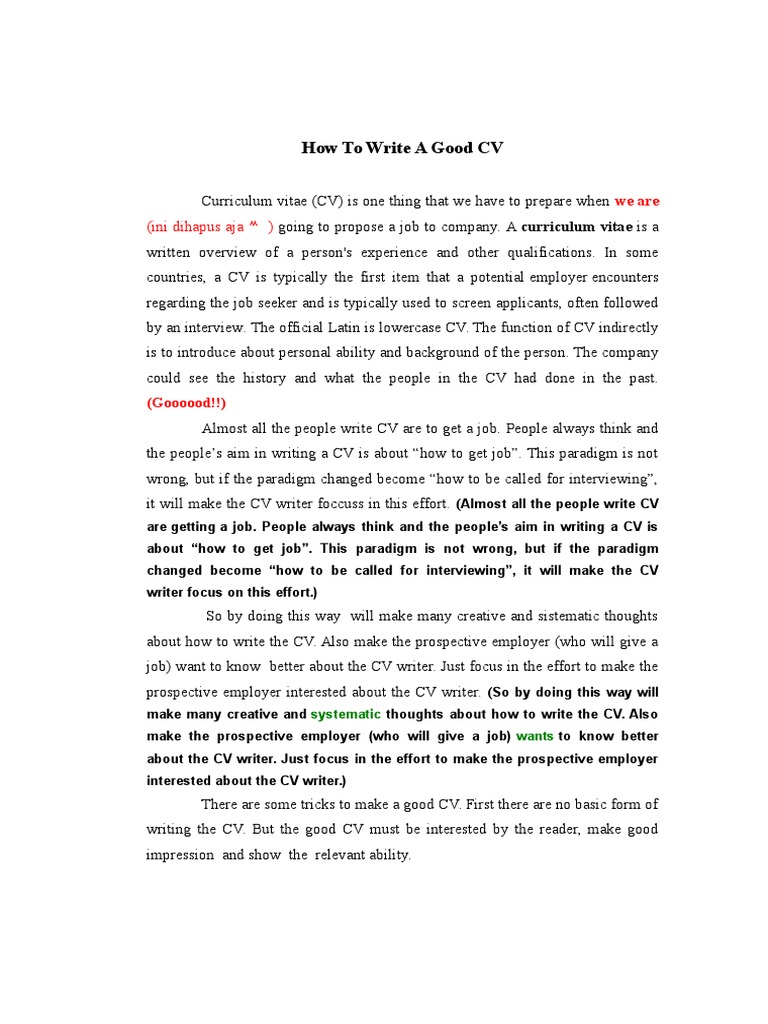 How To Write A Good CV | Download Free PDF | Communication | Cognition