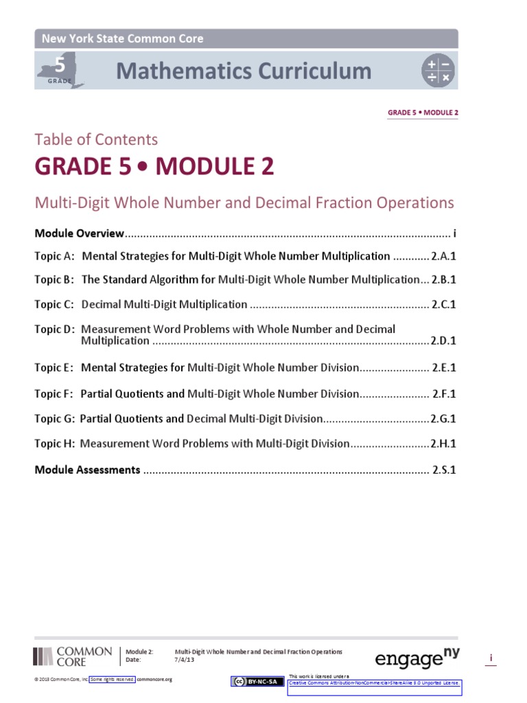5th Common Core EngageNY | PDF | Division (Mathematics) | Fraction ...