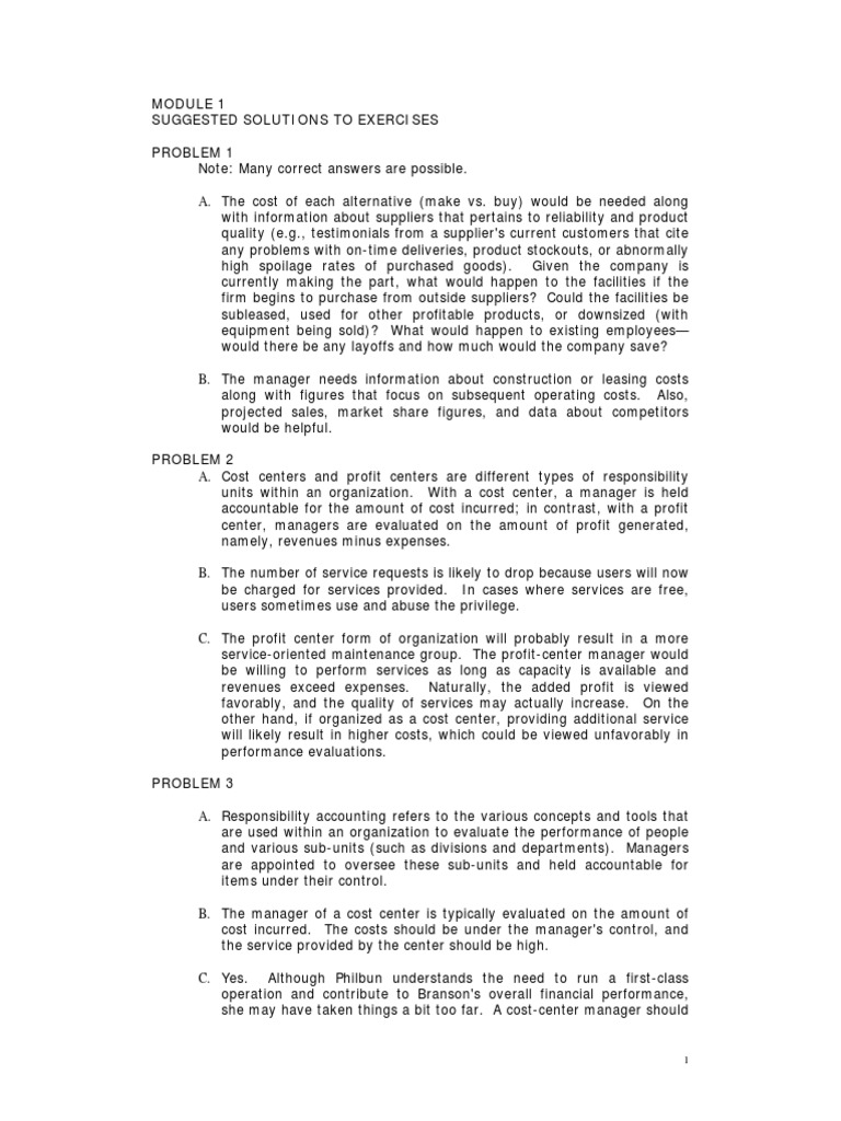 Solutions to Cost Accounting Exercises | PDF | Cost Of Goods Sold ...