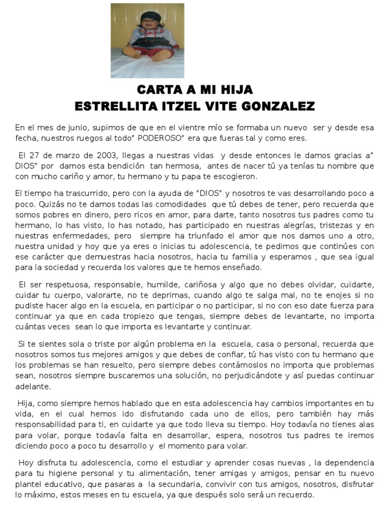 Carta A Mi Hija | PDF | Amor