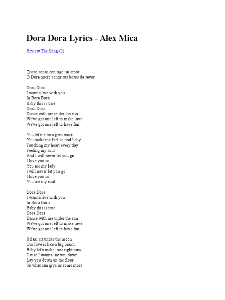 Dora Dora Lyrics | PDF