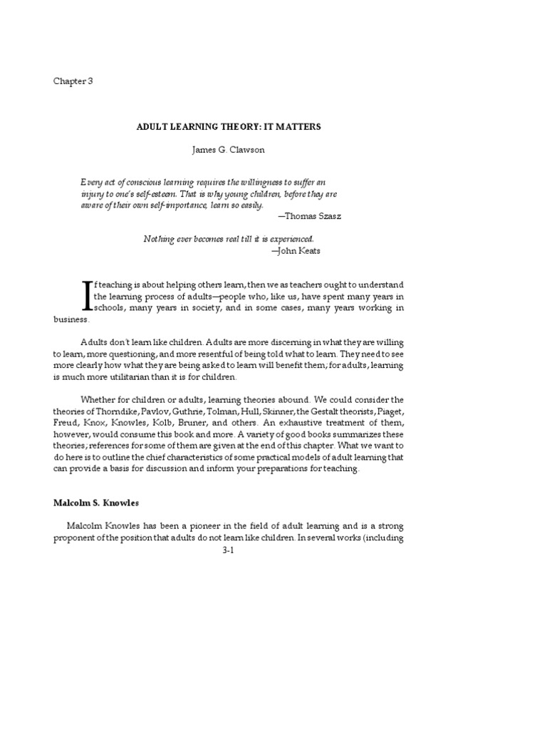 Adult Learning Theories and Practices | PDF | Extraversion And ...