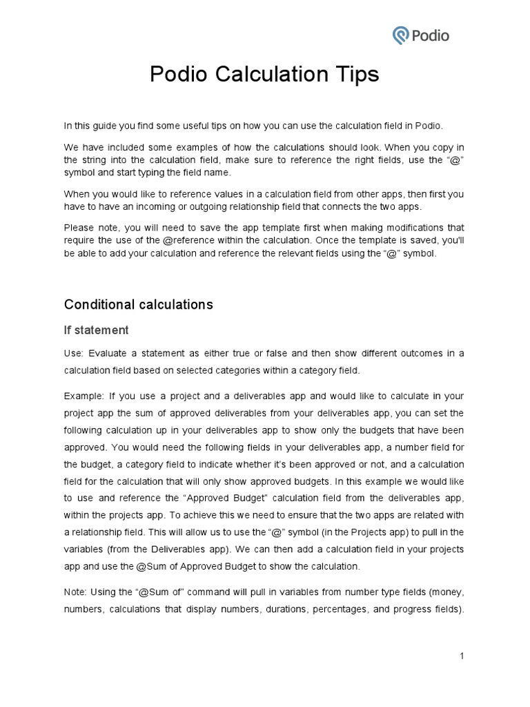 Podio Calculation | PDF | Computer Programming | Computing